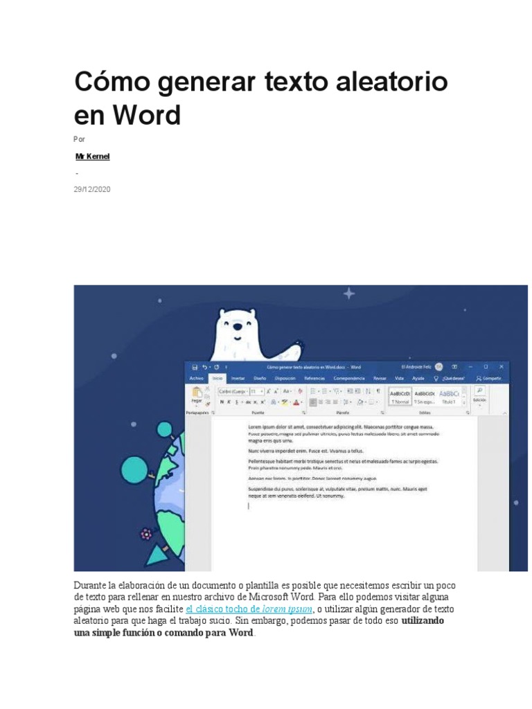 Generar texto aleatorio en Word fácil | PDF | Microsoft Word | Ciencias ...