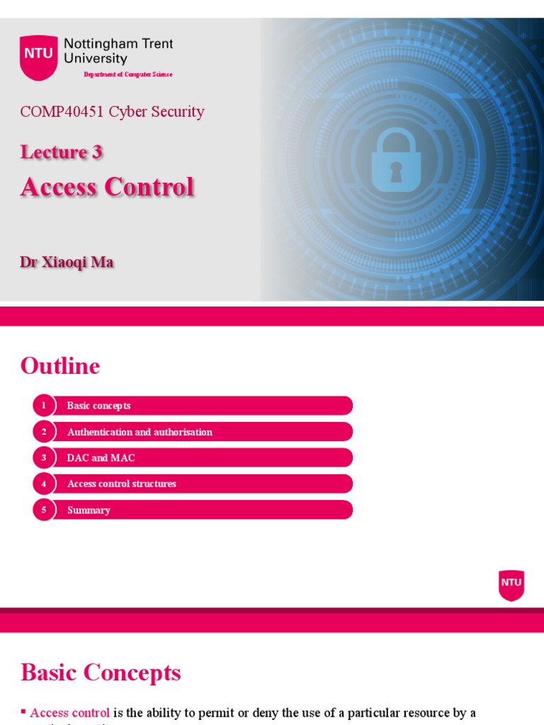 Cyber Security Lecture Notes 03 Pdf Access Control Computer File