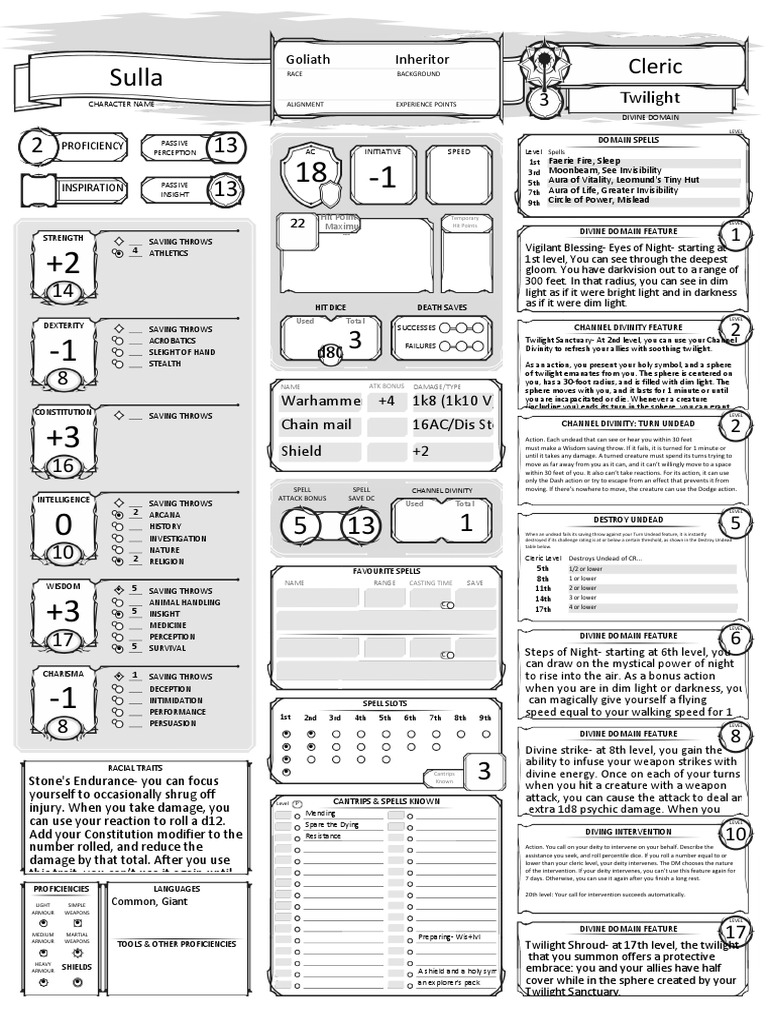Goliath Cleric Twilight Domain Build | PDF