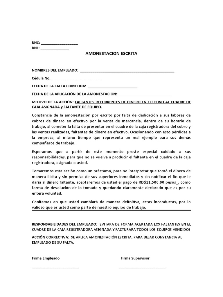 Modelo Amonestacion Rev02 | PDF