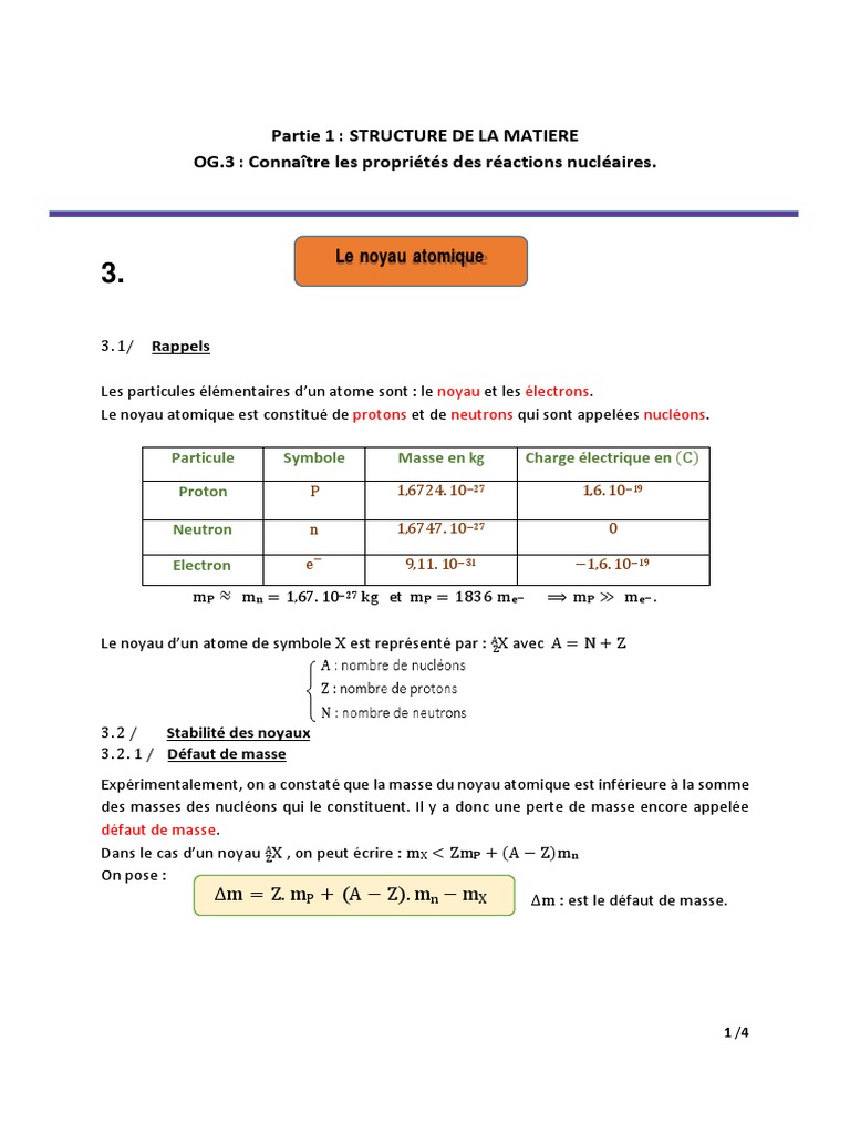 Propriétés et stabilité du noyau atomique | PDF | Noyau atomique | Atomes