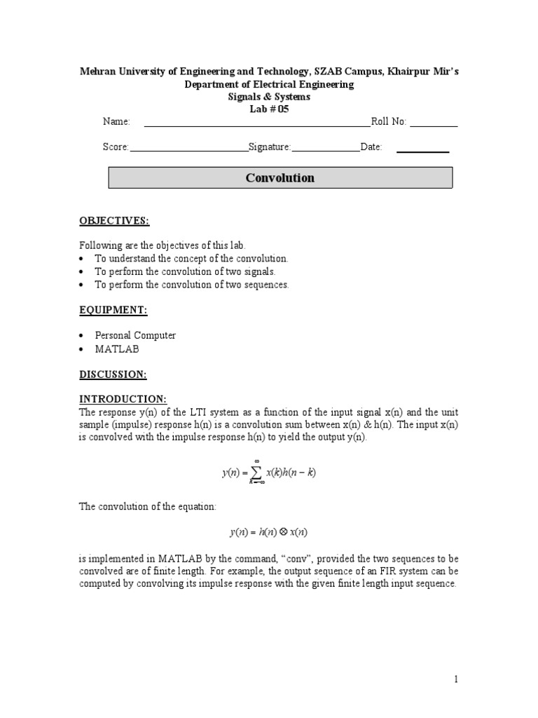 Ss Lab 5 | Download Free PDF | Convolution | Electronics