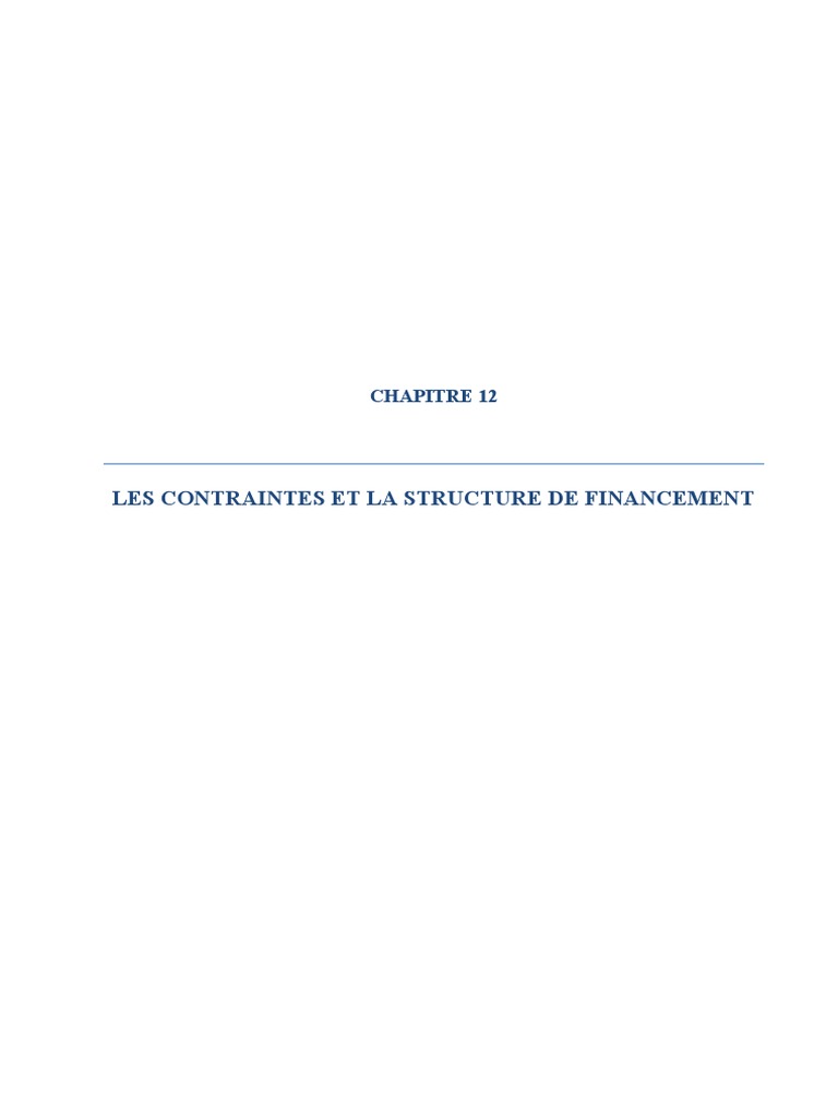 Contraintes et structure de financement | PDF | Ratio financier ...
