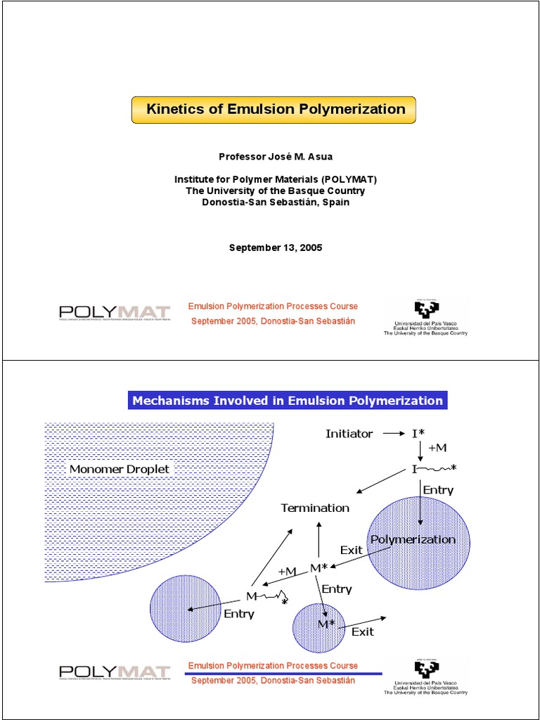 4 - Kinetics of Emulsion Polymerization | PDF | Polymerization | Copolymer