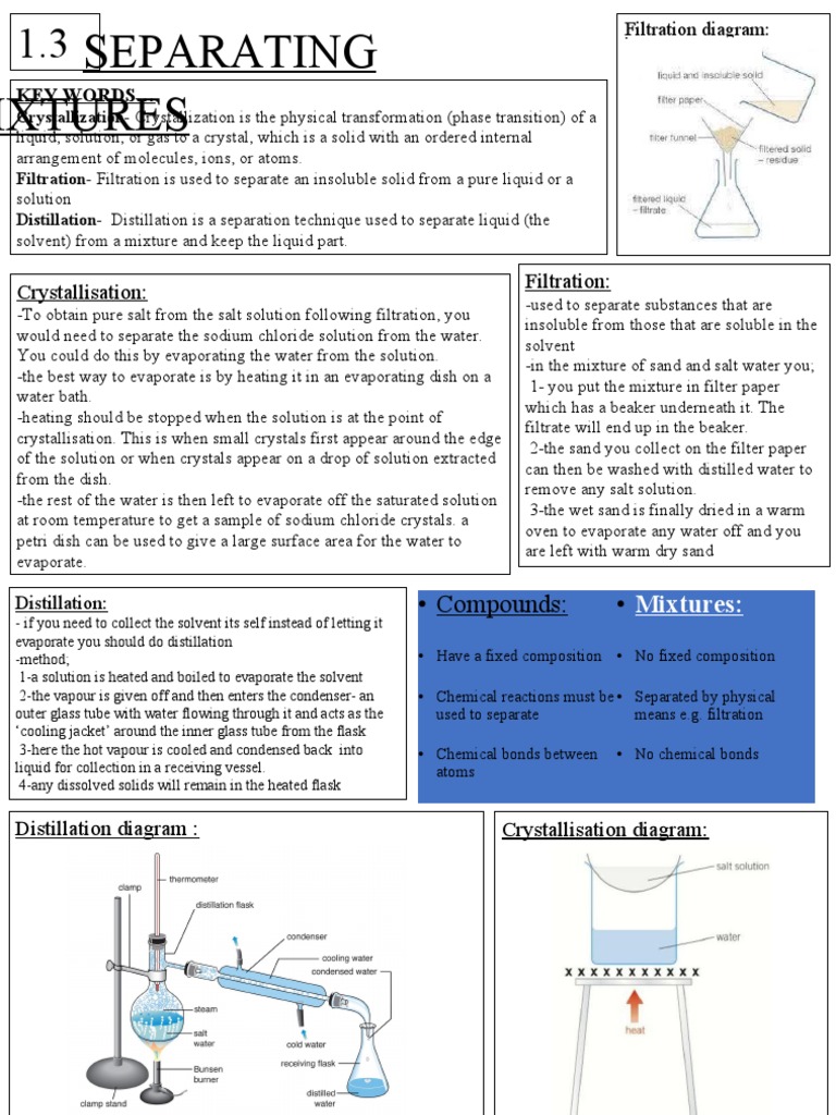 1.3 Separating Mixtures - Odp | PDF | Crystallization | Solubility