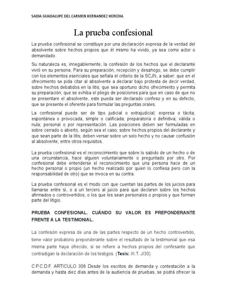 La Prueba Confesional | PDF | Confesión (ley) | Justicia
