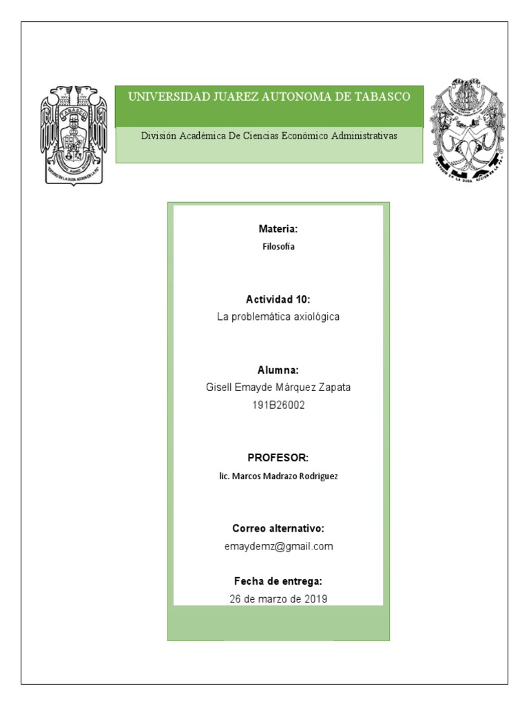 191B26002 - Marquez - Zapata - Gisell Emayde - Act10 - Uni4 | PDF | Axiología | Realidad