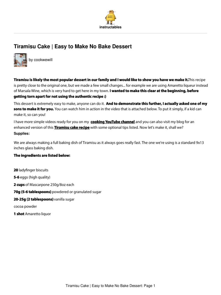 Tiramisu Cake Easy To Make No Bake Dessert | PDF | Cakes | Desserts Tiramisu Cake Easy To Make No Bake Dessert | PDF | Cakes | Desserts
