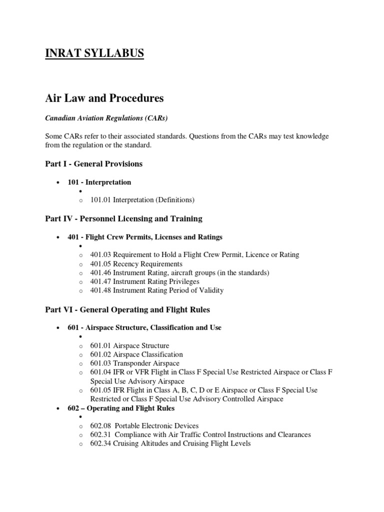 INRAT Syllabus | PDF | Instrument Flight Rules | Visual Flight Rules