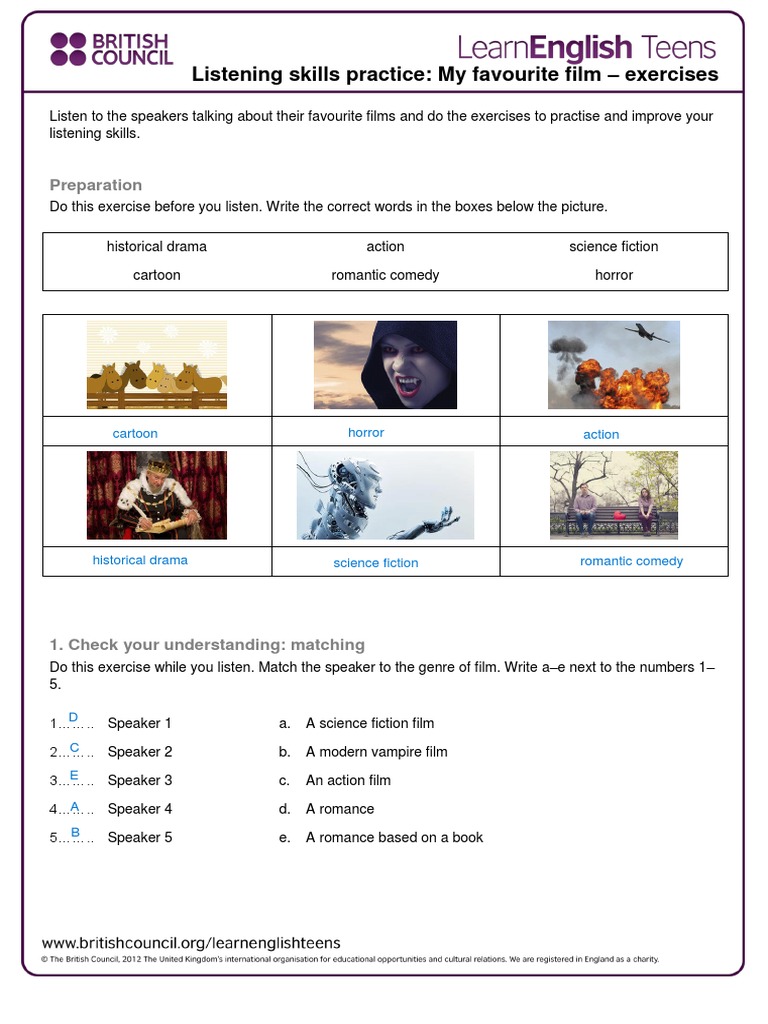 Listening Exercises on Favorite Films | PDF