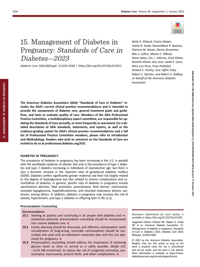 Diabetes y Embarazo ADA 2023 | PDF | Gestational Diabetes | Glycated ...