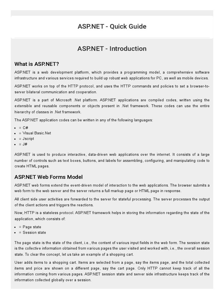Quick Guide Pdf Hypertext Transfer Protocol Active Server Pages