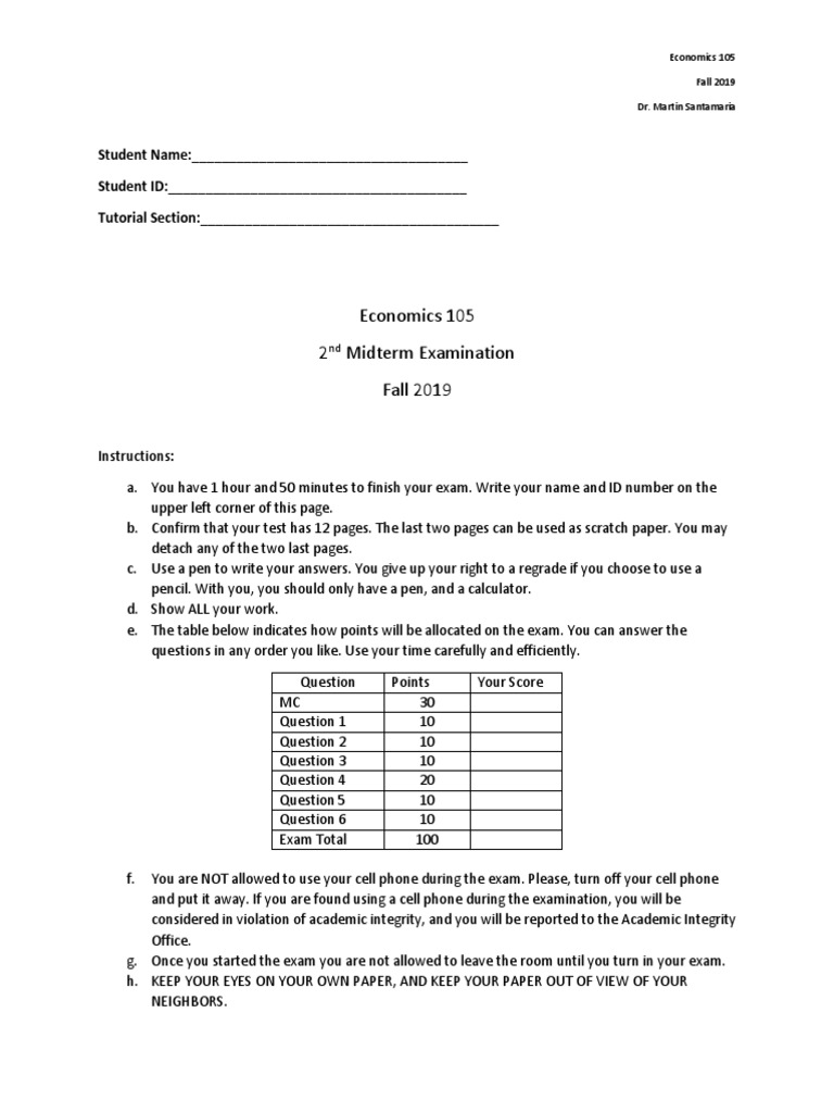 Economics 105 Midterm 2 Fall19 PDF | PDF | Mortgage Loan | Banks