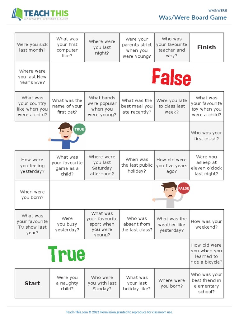 Was Were Board Game | PDF