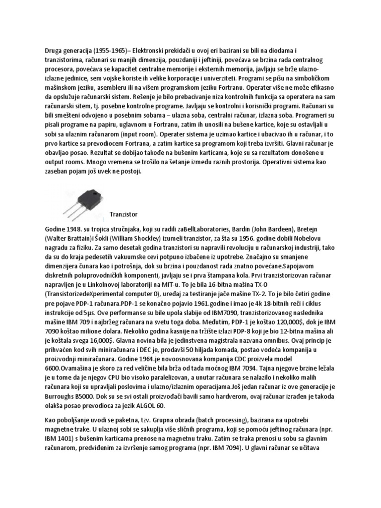 Druga Generacija Računara | PDF