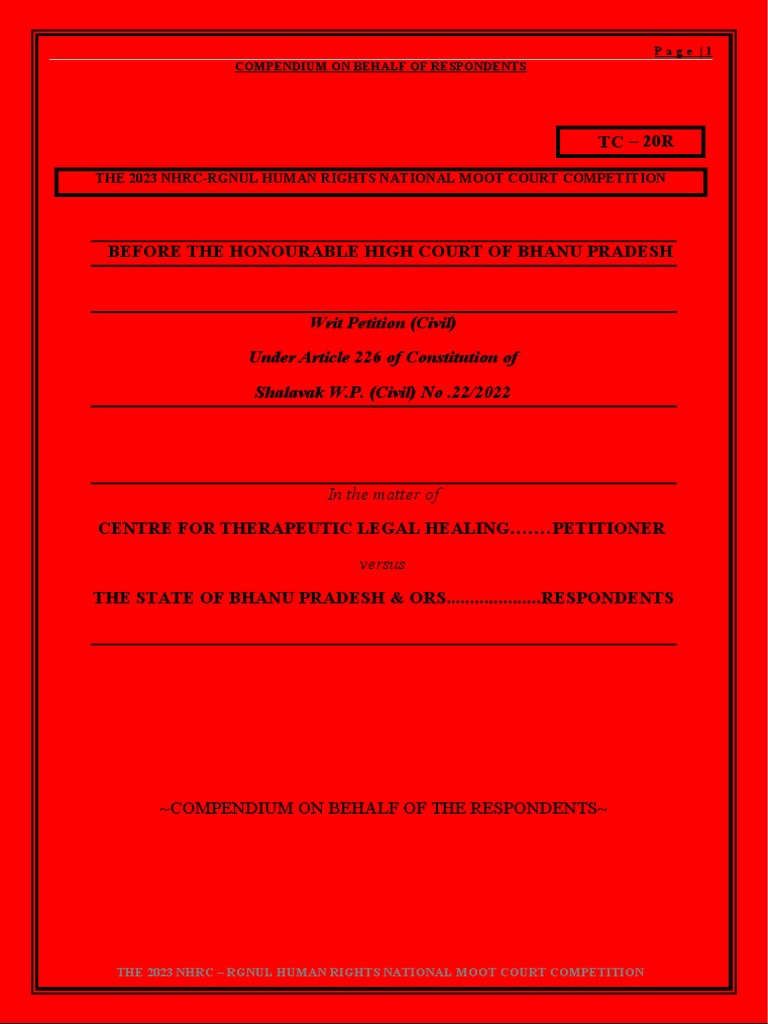 Respondents' Compendium for NHRC Moot Court Competition | PDF ...
