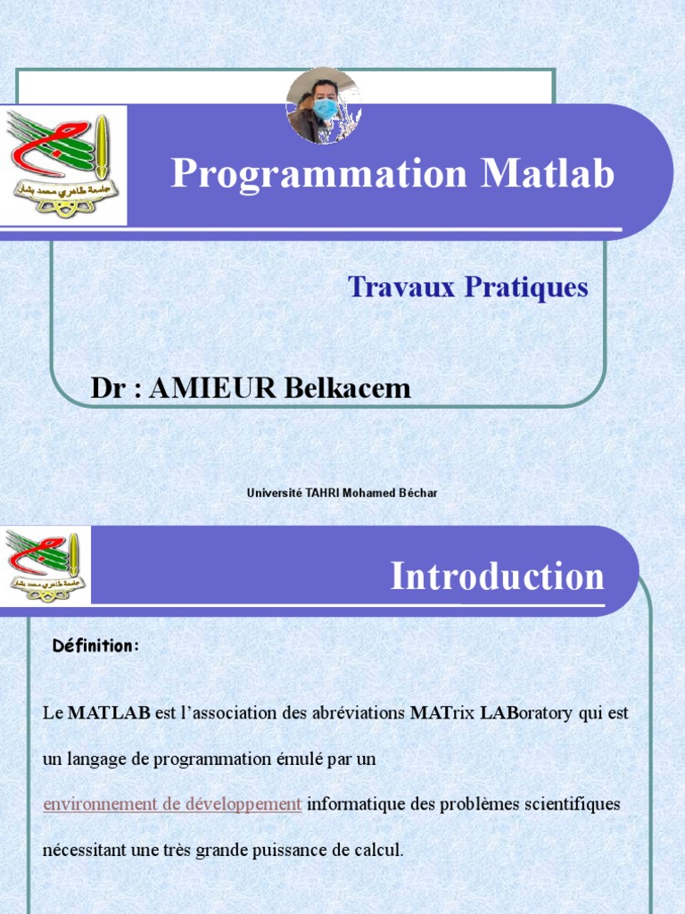 Programmation Matlab | PDF | Matrice (Mathématiques) | Fonction trigonométrique
