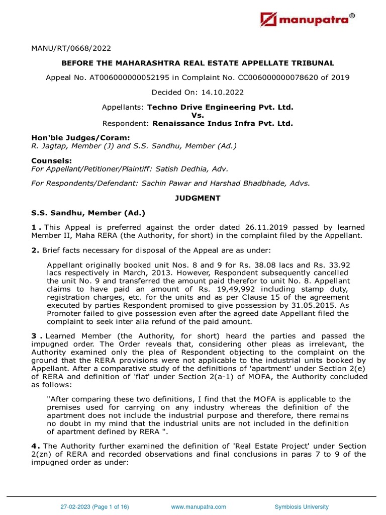 Techno Drive Engineering PVT LTD Vs Renaissance InRT2022021122164610270COM348105 PDF | PDF ...