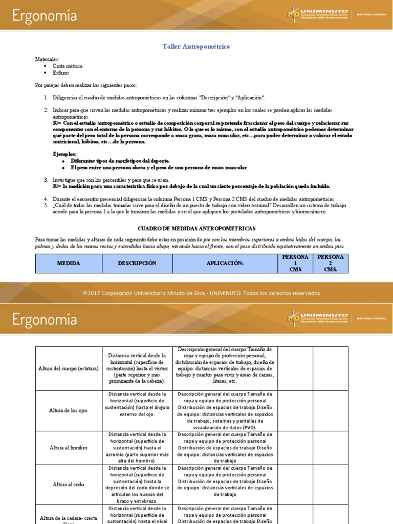 Taller Antropometria Pdf Mano Antropometría