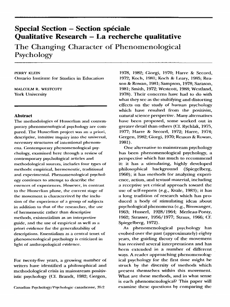 Evolution of Phenomenological Psychology | PDF | Edmund Husserl ...