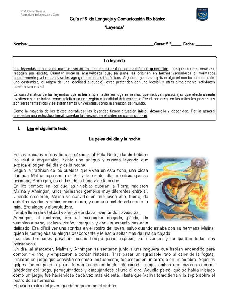Guía N°5 Leyenda 5to | PDF | Leyendas