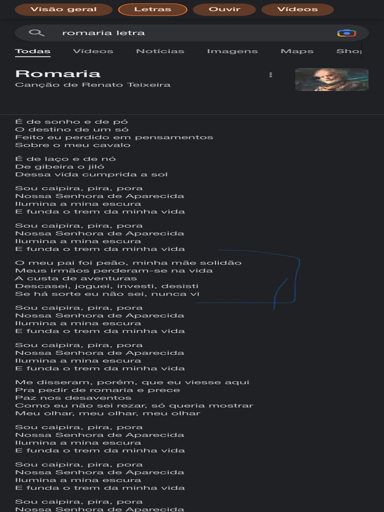 Romaria letra canção Renato Teixeira | PDF