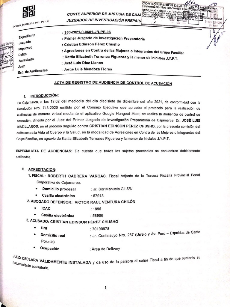 Acta Control de Acusación | PDF