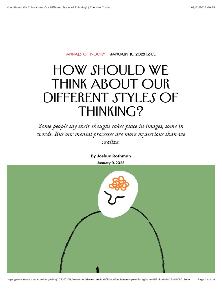 How Should We Think About Our Different Styles of Thinking? - The New ...