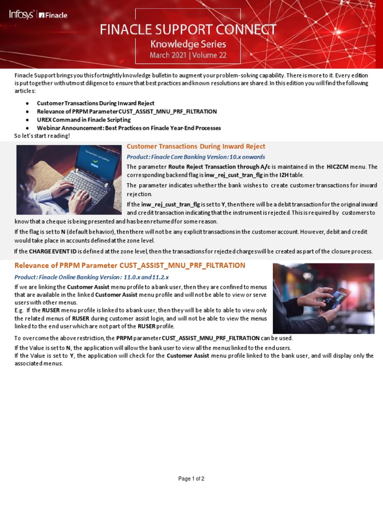 Finacle Support Connect- Vol 22.pdf | PDF | Scripting Language | Menu (Computing)