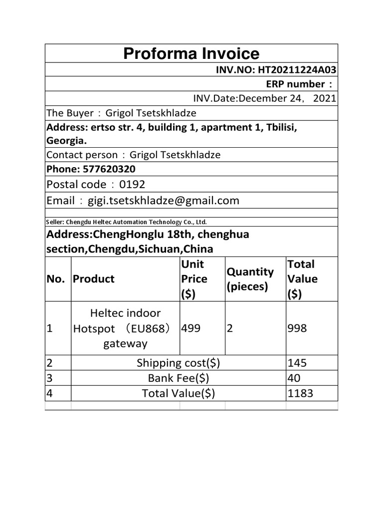 Proforma Invoice PDF | PDF