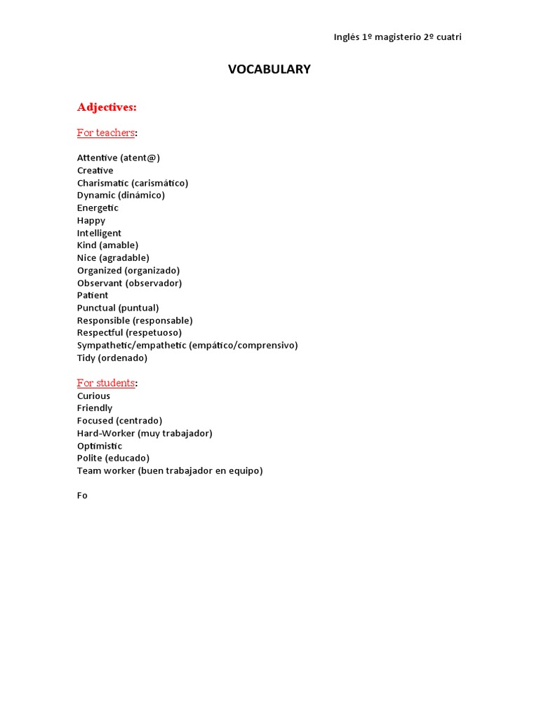 VOCABULARY.docx | PDF