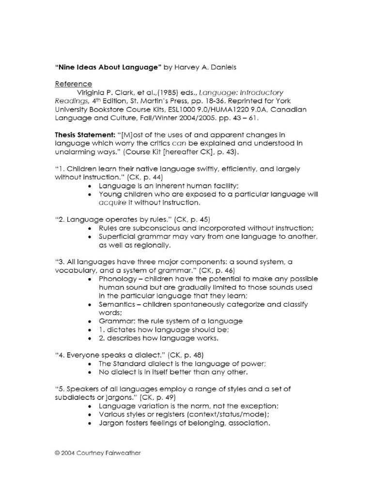 Nine Ideas About Language PDF | PDF