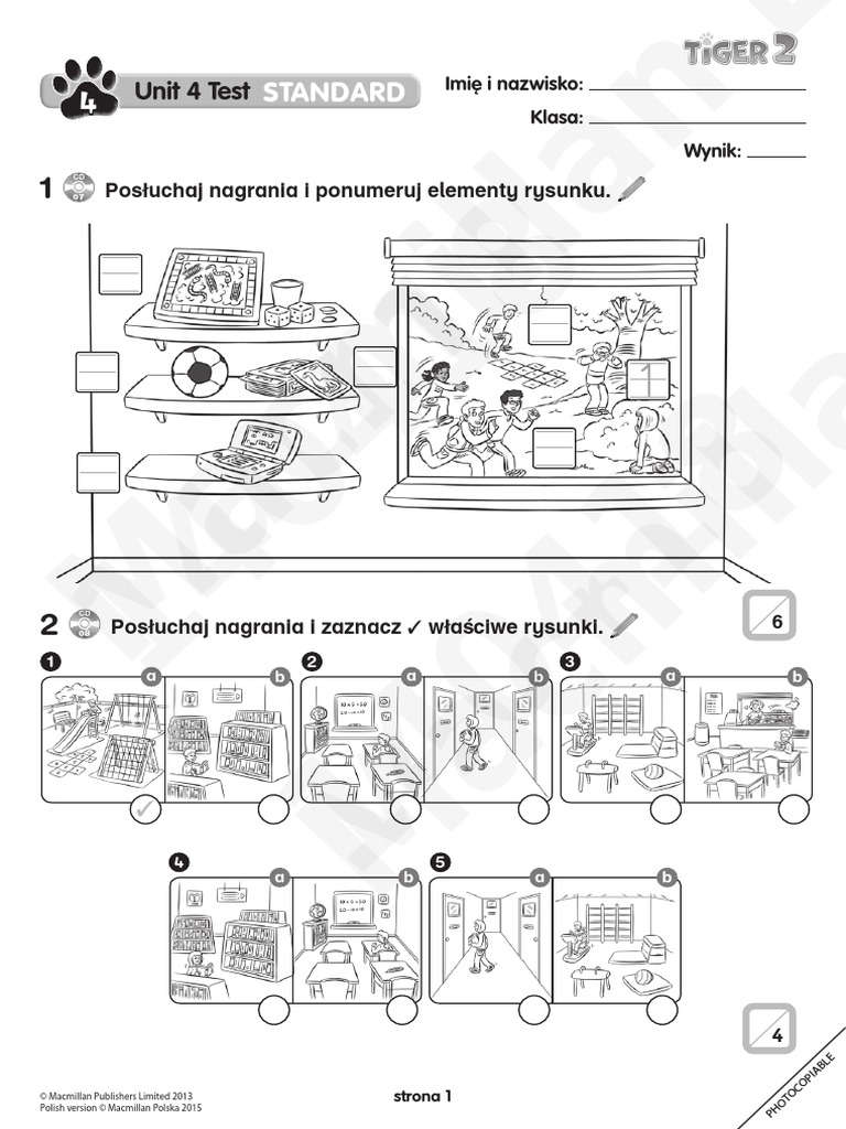 Tiger 2 Unit 4 Test STANDARD | PDF
