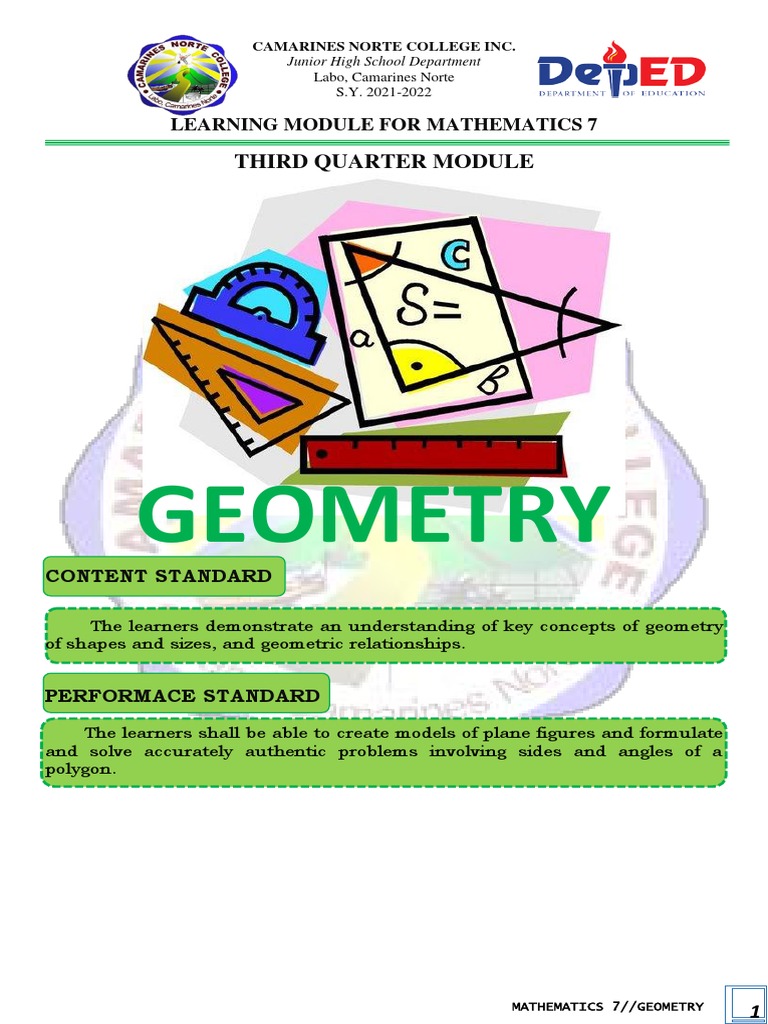 Math 7 Module Q3 Sy 2021-22 PDF | PDF | Line (Geometry) | Triangle