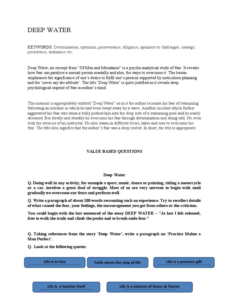 Deep Water | PDF | Swimming | Courage