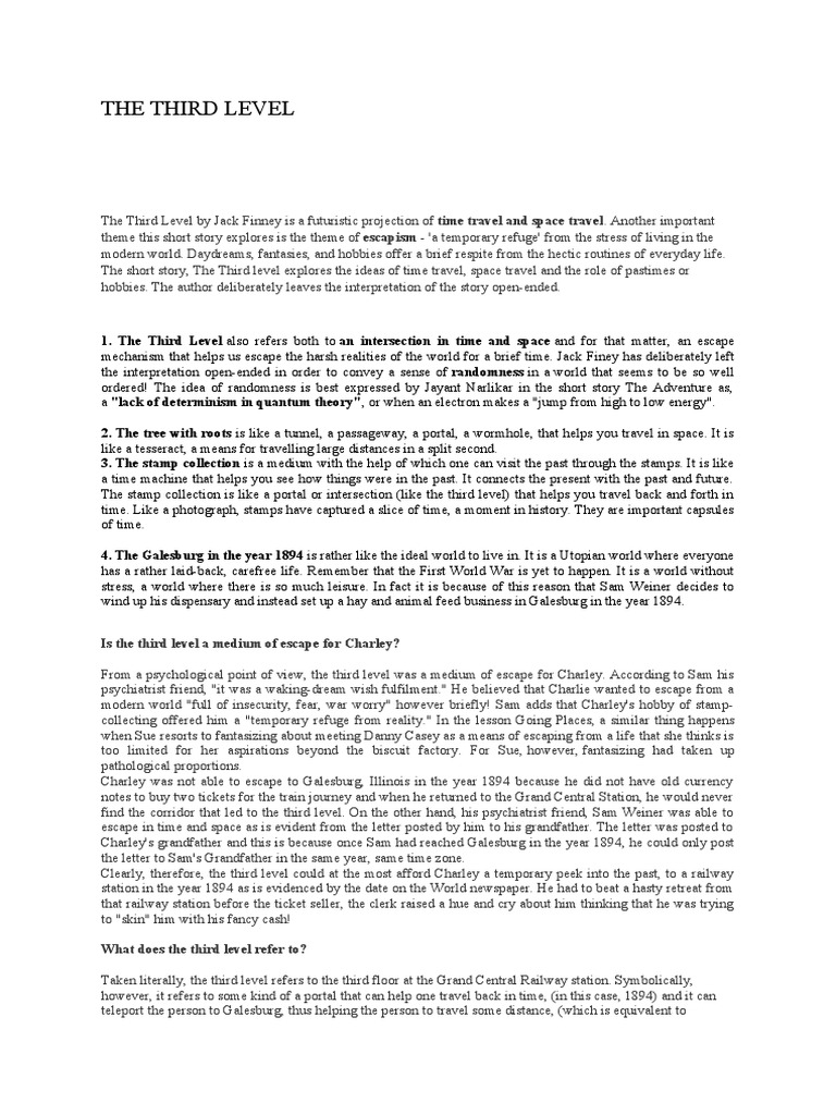 Third Level | PDF | Time Travel | Reality