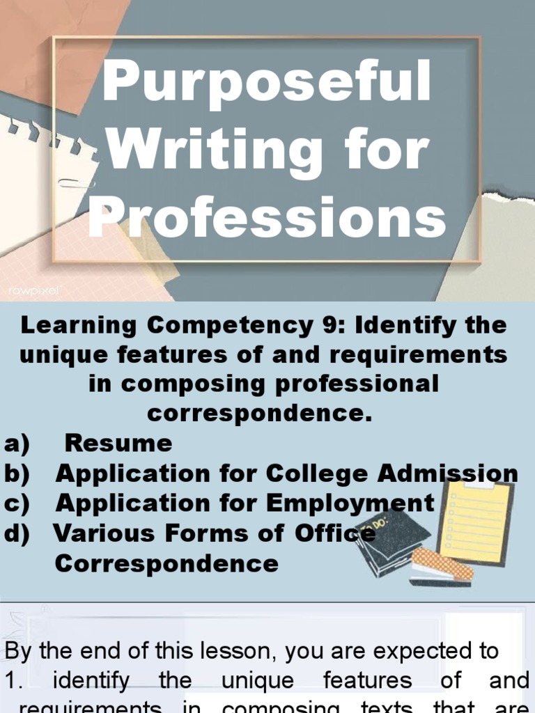 Purposeful Writing for Professions: Understanding the Formats and ...