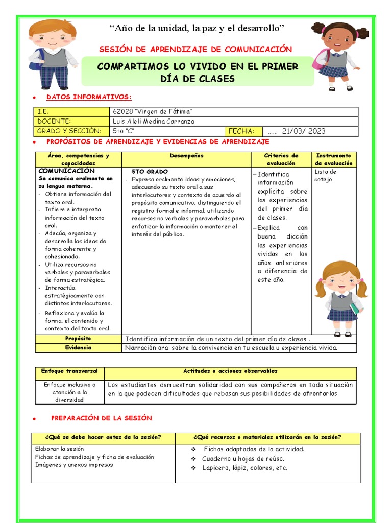 Sesión de Aprendizaje de Comunicación | PDF Sesión de Aprendizaje de Comunicación | PDF