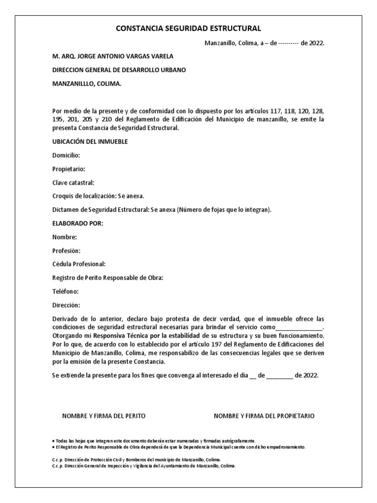 Constancia de Seguridad Estructural | PDF