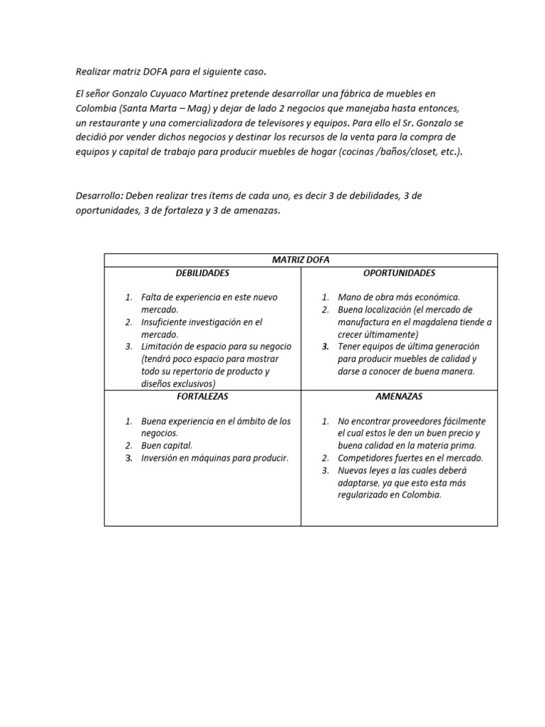 Matriz Dofa (Empresarial) | PDF