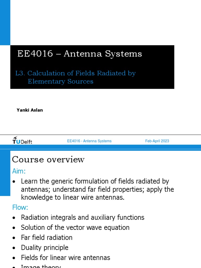 L3 Fields Radiated by Elementary Sources - 2023 | PDF | Electromagnetic Radiation | Antenna (Radio)