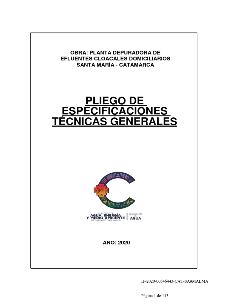 Pliego de Especificaciones Tecnicas Generales | PDF | Hormigón | Cemento Pliego de Especificaciones Tecnicas Generales | PDF | Hormigón | Cemento