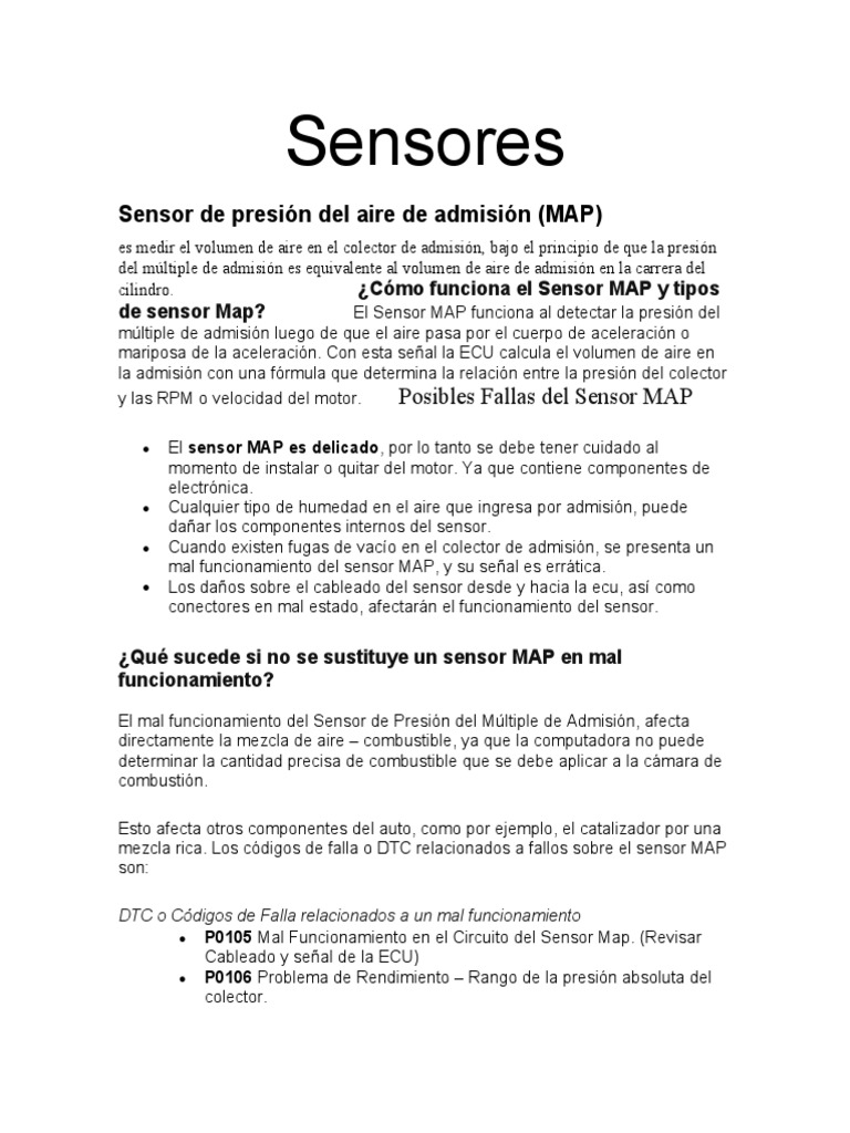 Fallas y Función del Sensor MAP | PDF | Negocios | Tecnología