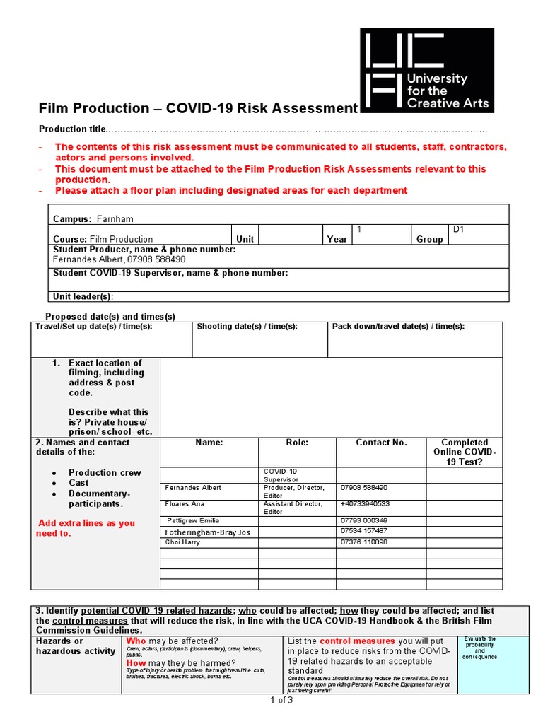 COVID-19 Risk Assessment Template (Draft 3.0) | PDF | Risk | Hazards