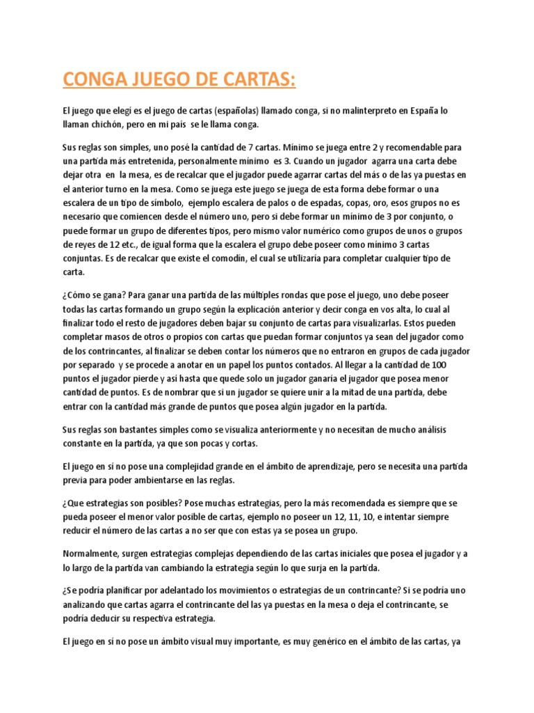 Conga Como Se Juega | PDF | Juego de azar