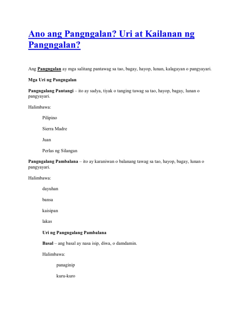 Ano Ang Pangngalan | PDF