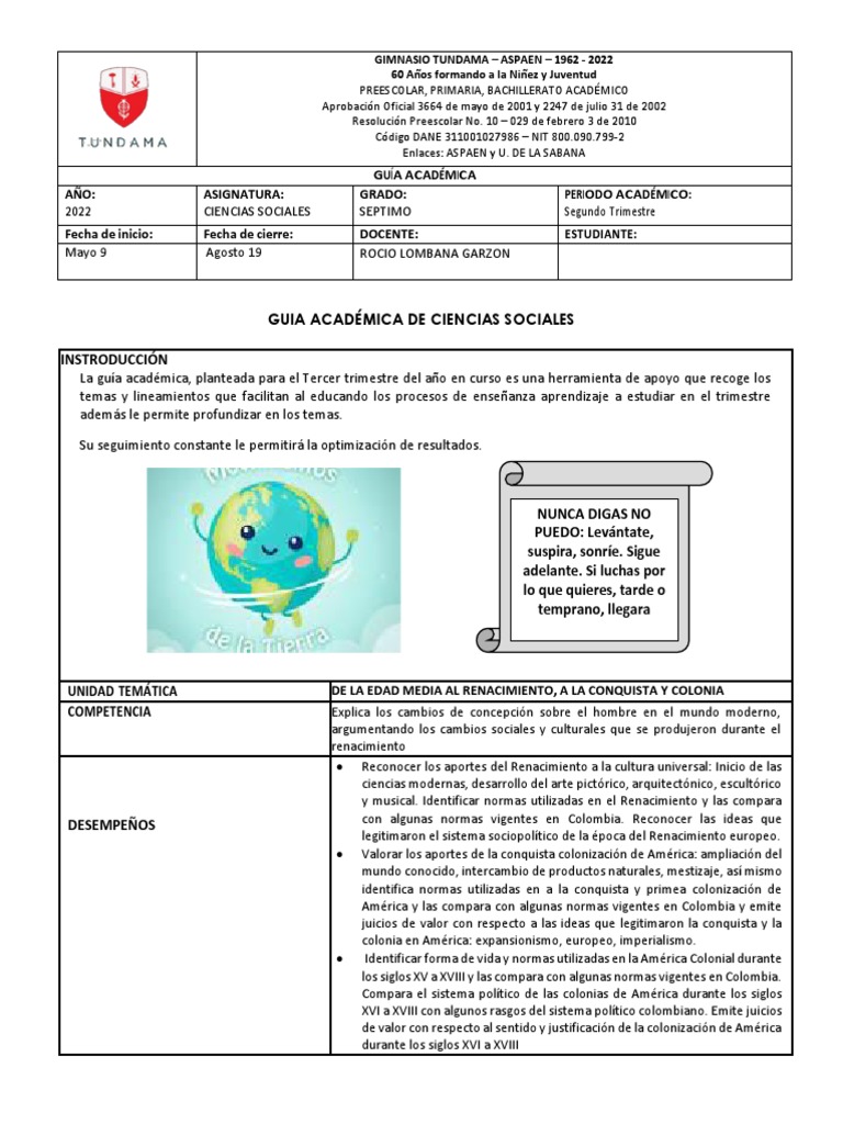 Guia Segundo Trimestre | PDF | Renacimiento | Colombia