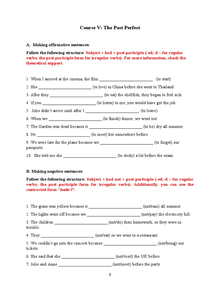 Past Perfect | PDF | Syntax | Language Mechanics