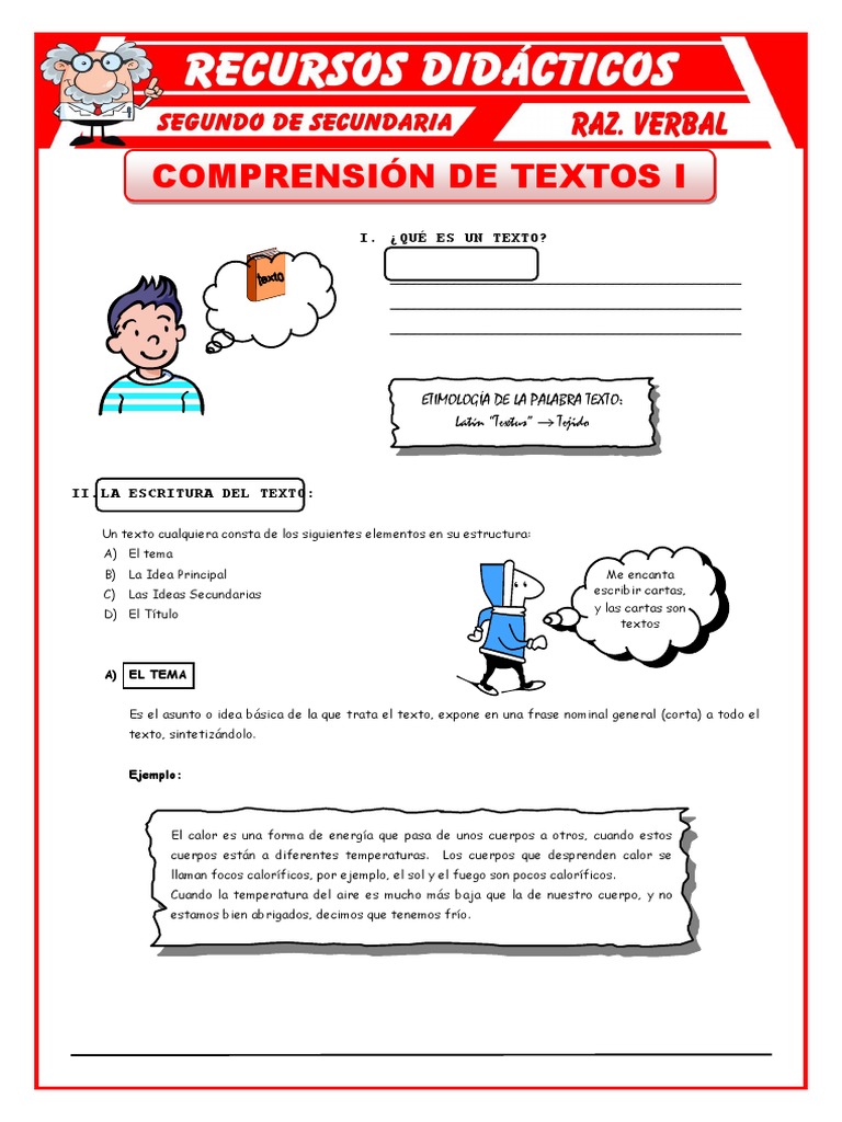 Ejercicios de Comprensión Lectora para Niños | PDF | Charles Darwin ...