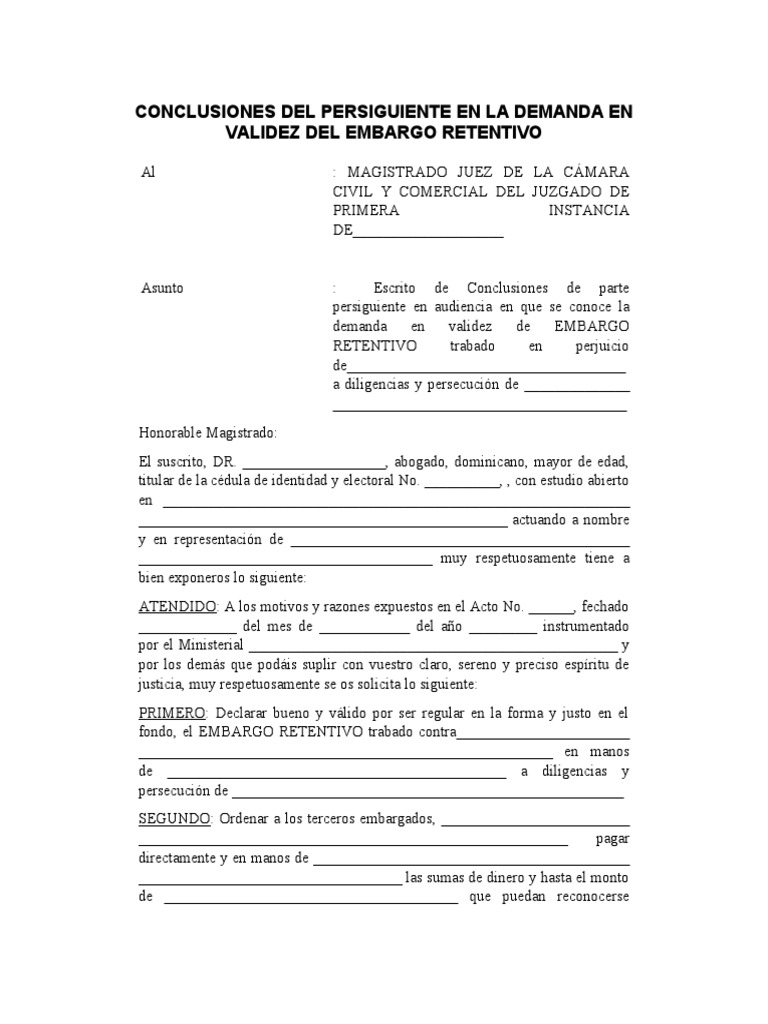 Conclusiones sobre Embargo Retentivo | PDF | Justicia | Crimen y violencia